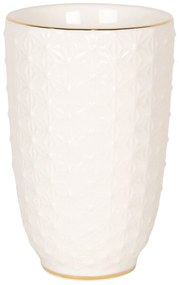 Porcelánový kelímek na zubní kartáčky se zlatým pruhem  - Ø 7*12 cm