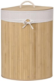Bambusový rohový koš na prádlo s víkem 60L, přírodní