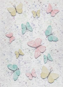 Detský kusový koberec Bambino 1610 Butterflies cream, 140x190, viacfarebná, detská izba, Dywany Łuszczów