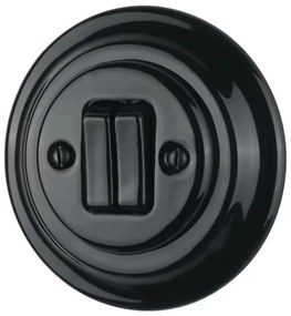 Bohemia-Design - Porcelánový retro dvojitý vypínač s rámečkem č. 5 černá 12358656