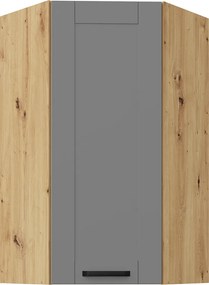 LUNA du | horní skříňka 60x60 GN-108 1F (45°) rohová s policemi | EXTRA VYSOKÁ | UNI dvířka | artisan/šedá
