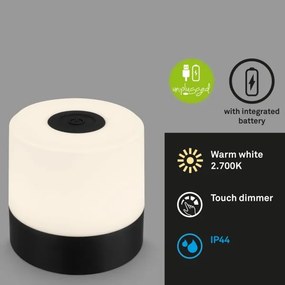 Briloner - LED Stm nab dotyková venkovní stolní lampa LED/2W/5V 2700K IP44 černá