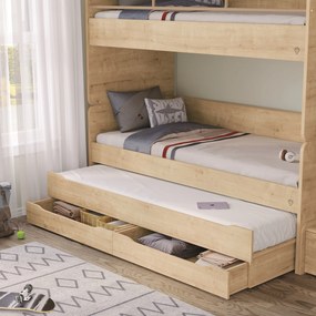 Čilek Patrová postel Mocha Studio pro 3 děti + matrace 90x200 cm s úložným prostorem (schody)