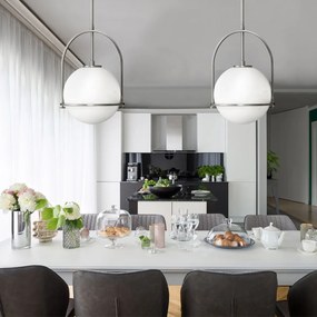 Designový lustr koule Elstead Somerset bílé sklo / nikl