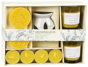 HOMESTYLING Aromalampa a vonné svíčky dárková sada 9 ks FRESH LEMON KO-CC5061530zlut