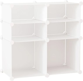 HOMCOM Skříň na Boty, Regál se Skladovacími Přihrádkami, Šatník, Plast, Ocel, Bílý, 75 x 37 x 73 cm