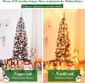 Costway 180 cm umělá tužka vánoční stromeček se zapáleným skládacím vánočním