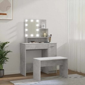 Toaletní stolek sada s LED betonově šedý kompozitní dřevo 3114118