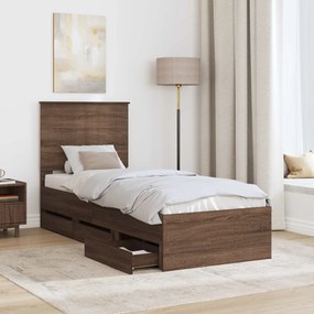 Rám postele se zásuvkou Hnědý dub 75 x 190 cm Inženýrské dřevo 3411172