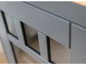 Massive home | Velká grafitová vitrína 2D z masivu Belluno Elegante s borovicovou deskou