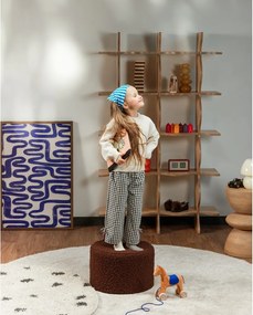 Tmavě hnědý dětský puf z textilie bouclé Warm Hazel – Wigiwama