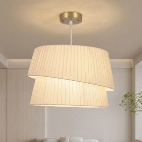 HOMCOM Elegantní závěsné svítidlo s dvojitým stínidlem, výškově nastavitelné, do obývacího pokoje, bílé