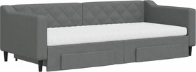 Válenda s přistýlkou a zásuvkami tmavě šedá 90 x 200 cm textil 3197481