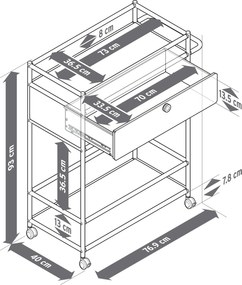 Tchibo - Kovový barový vozík »Cn3« se zásuvkou - barva: bílá