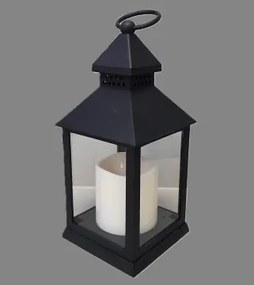 Lucerna s LED svíčkou černá X000110C