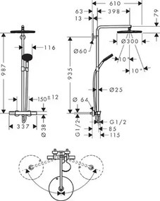 Hansgrohe Raindance Alive S Puro - Sprchový set s termostatem | 21x34