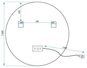 Kulaté dotykové zrcadlo s LED osvětlením HZJ080 80 cm