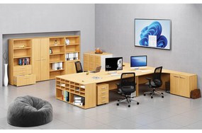 Kombinovaná kancelářská skříň PRIMO WOOD, 1087 x 800 x 420 mm, buk