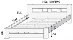 Domestav MERIDA manželská postel 140 cm buk cink olejovaný