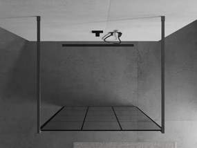 Mexen Kioto, sprchová zástěna Walk-In 110 x 200 cm, 8mm sklo černý vzor, ​​grafitový profil, 800-110-002-66-77