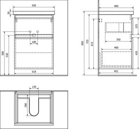 Aqualine Altair umyvadlová skříňka 52 x 72,5 x 45 cm dub emporio AI355