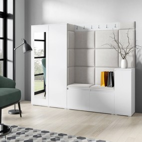 Eka Předsíňová stěna s čalouněnými panely Trinity 27 - Bilá / Krémová bílá 2301