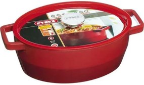 Pyrex slow cook kastrol s pokličkou oválný 4 l, červený