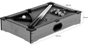 Mini kulečník pool s příslušenstvím 51 x 31 x 10 cm - černý