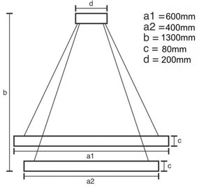 LED Stmívatelný lustr na lanku LED/140W/230V 3000-6500K + dálkové ovládání