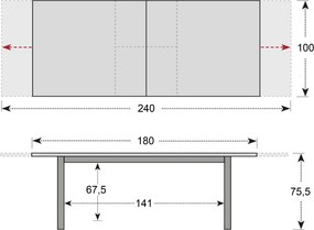 Doppler LIVORNO - zahradní rozkládací stůl 180/240 x 100 x 75,5 cm - Zboží s drobnou vadou (N595)