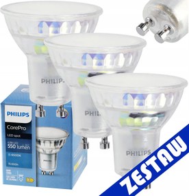 SADA 3x žárovka Philips GU10 4,9W 550lm 112lm/W 6500K EyeComfort CorePro