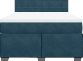 Box spring postel s matrací modrá 140 x 190 cm samet 3288610