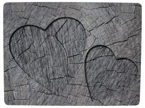 4ks šedé korkové prostírání srdce ve stromu Hearts grey - 30*40*0,4cm