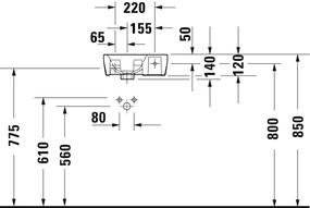 Duravit No.1 - Umyvátko 360x220 mm, otvor na baterii vpravo, bez přepadu, bílá 07453600412