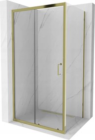 Mexen Apia sprchový kout s posuvnými dveřmi 125 (dveře) x 70 (stěna) cm, 5mm čiré sklo, zlatý profil, 840-125-070-50-00
