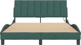 Rám postele s LED osvětlením bez matrace Hanko tmavě zelený 120 x 200 cm samet 3213772
