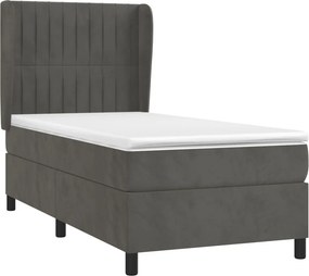 Box spring postel s matrací tmavě šedá 100x200 cm samet 3129316