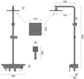 Rea Bravo, sprchová souprava s dešťovou hlavovou a ruční sprchovou hlavicí, zlatá matná, REA-P4121