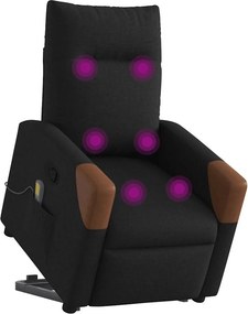 Zvedací masážní polohovací křeslo černé textil 3324016