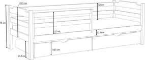 Dětská postel z masivu borovice MIKULÁŠ se šuplíky - 200x90 cm - PŘÍRODNÍ BOROVICE