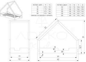 Domečková dětská postel z borovicového dřeva Adeko Loca Dork, 90 x 200 cm