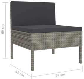vidaXL Marketos 10dílná zahradní sedací souprava s poduškami polyratan šedá