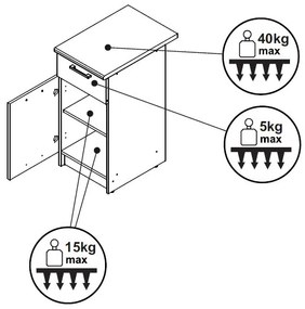 Dolní kuchyňská skříňka Irma SSD40.82, dub artisan/bílá
