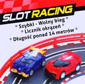 Ramiz 14metrová závodní dráha pro děti 3–8 let, změna rychlosti + 2 autíčka + 2 smyčky 360