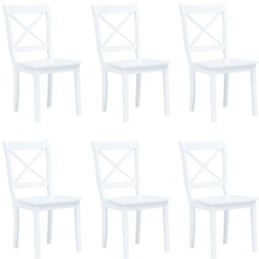 Jídelní židle 6 ks bílé masivní kaučukovník - Default Title