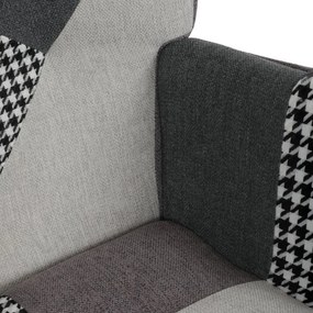 Houpací křeslo FABIAN II — látka, černobílý patchwork