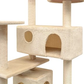 Škrabadlo pro kočky se sisalovými sloupky, 125 cm, béžová 170477