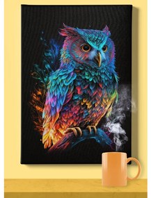 Obraz na plátně - Barevná sova (celé tělo) FeelHappy.cz Velikost obrazu: 100 x 150 cm