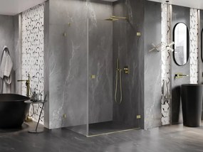 Mexen Lunar-B, pravostranný výklopný sprchový kout 90 x 70 cm, 8mm čiré sklo, zlatý kartáčovaný - 832-090-070-55-00-P