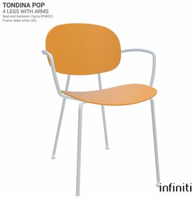 Židle Tondina Pop s opěradly Barva kovové konstrukce: Matt white 30, Barva sedáku a opěradla z recyklovaného plastu: Peach IR1034